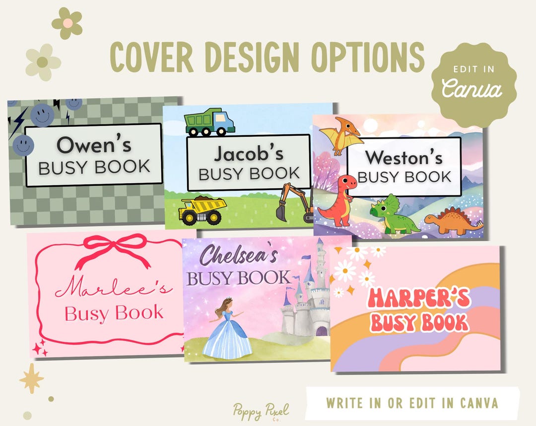 Personalized Busy Book Cover Printables - Customizable and Editable ...