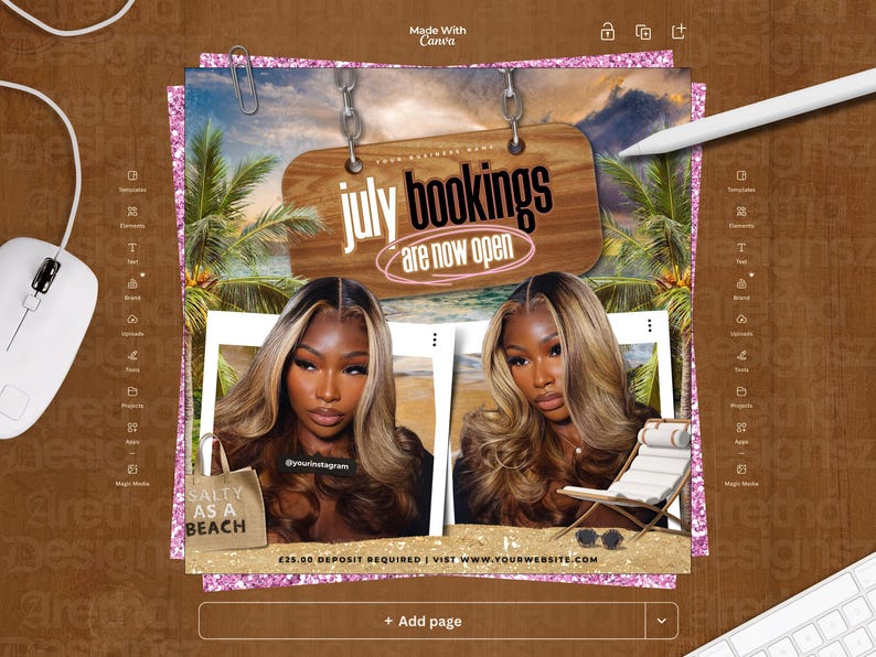 July Booking Flyer | Editable Summer Template (digital Download) - Etsy