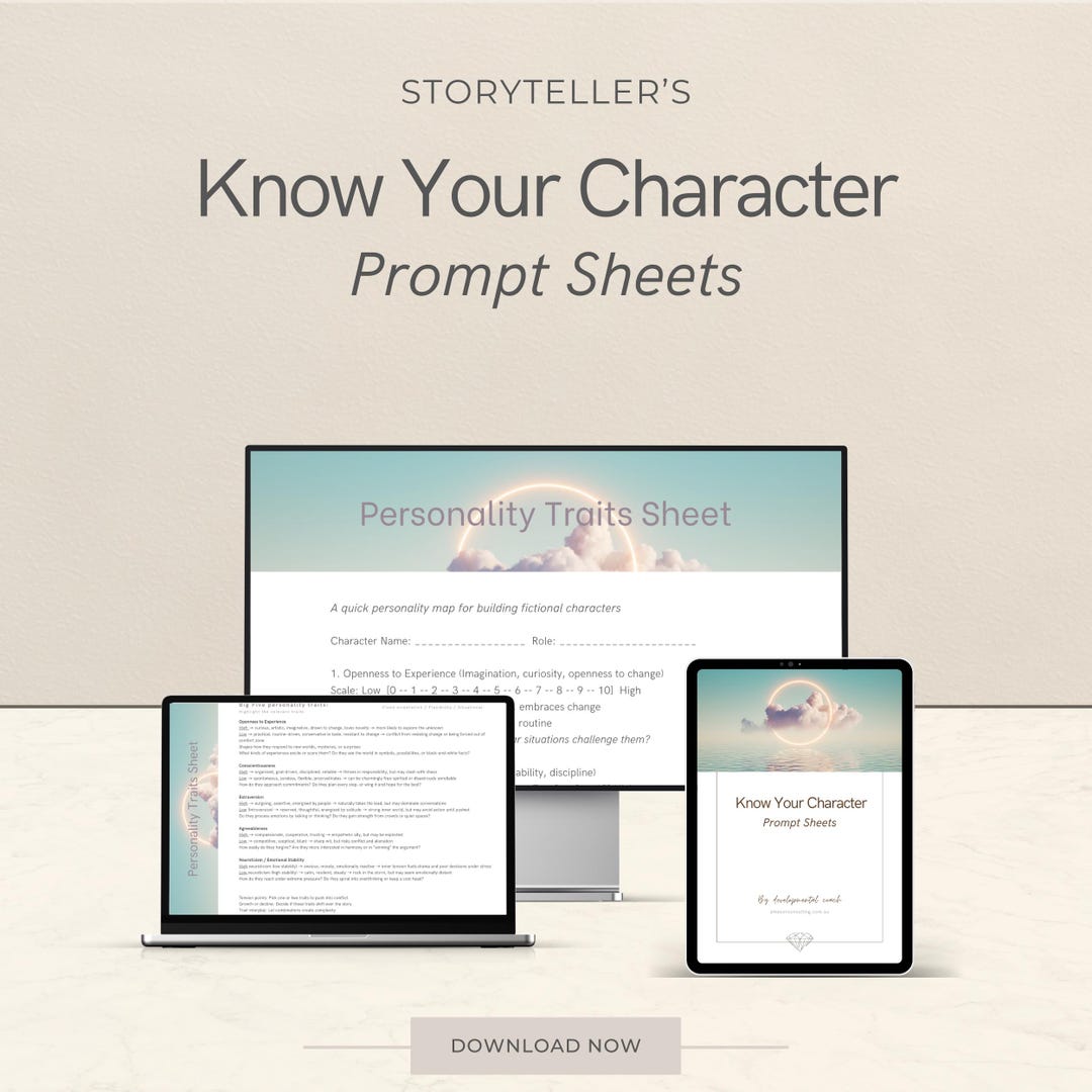 30 Character Development Prompt Sheets, Fictional Character Templates ...