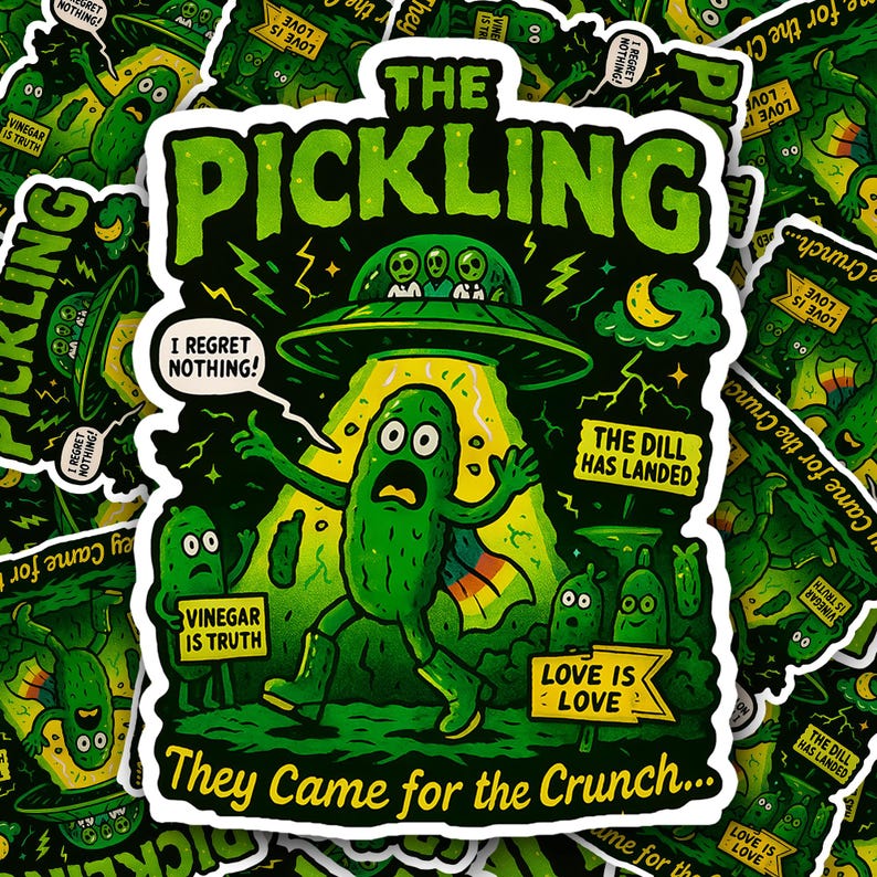 The Pickling Alien Pickle Vinyl Die Cut Sticker - Etsy