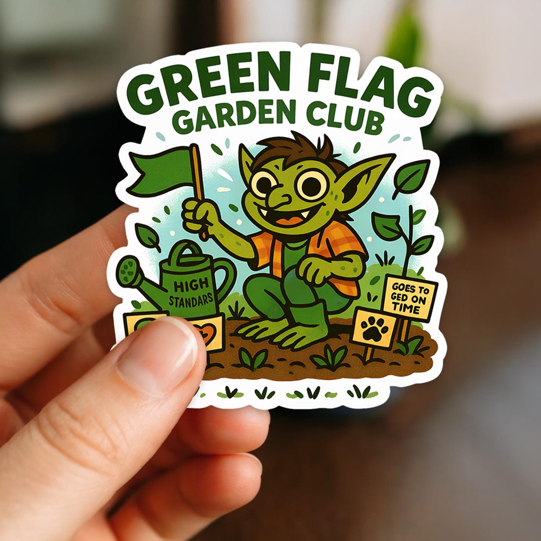 Green Flag Garden Club Goblin Vinyl Die Cut Sticker - Etsy