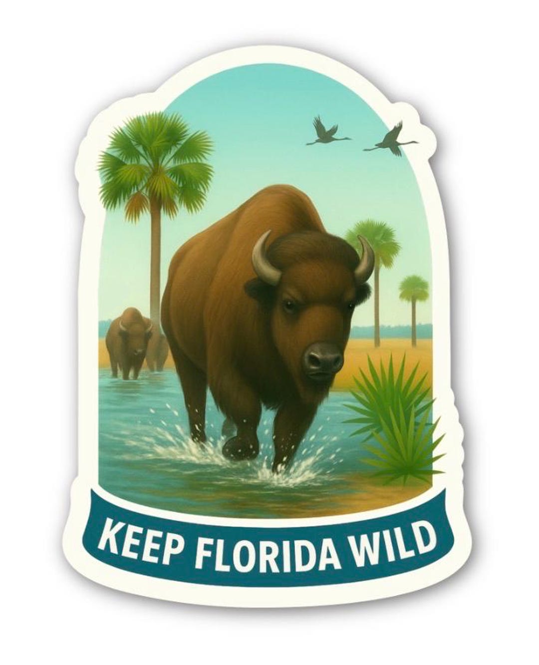 Keep Florida Wild Bison Sticker • Paynes Prairie Buffalo Decal ...