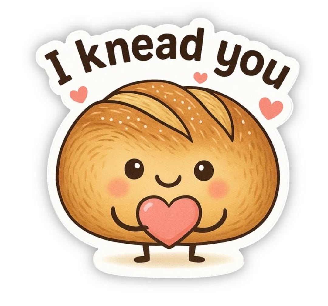 I Knead You Sticker • Kawaii Bread Pun, Baker Gift - Etsy
