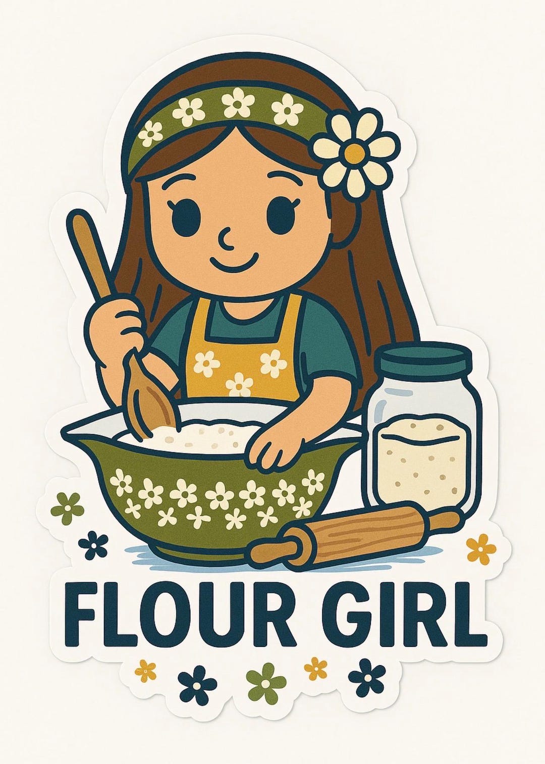Flour Girl Sticker | Retro Kitchen Decor, Baking Lover - Etsy