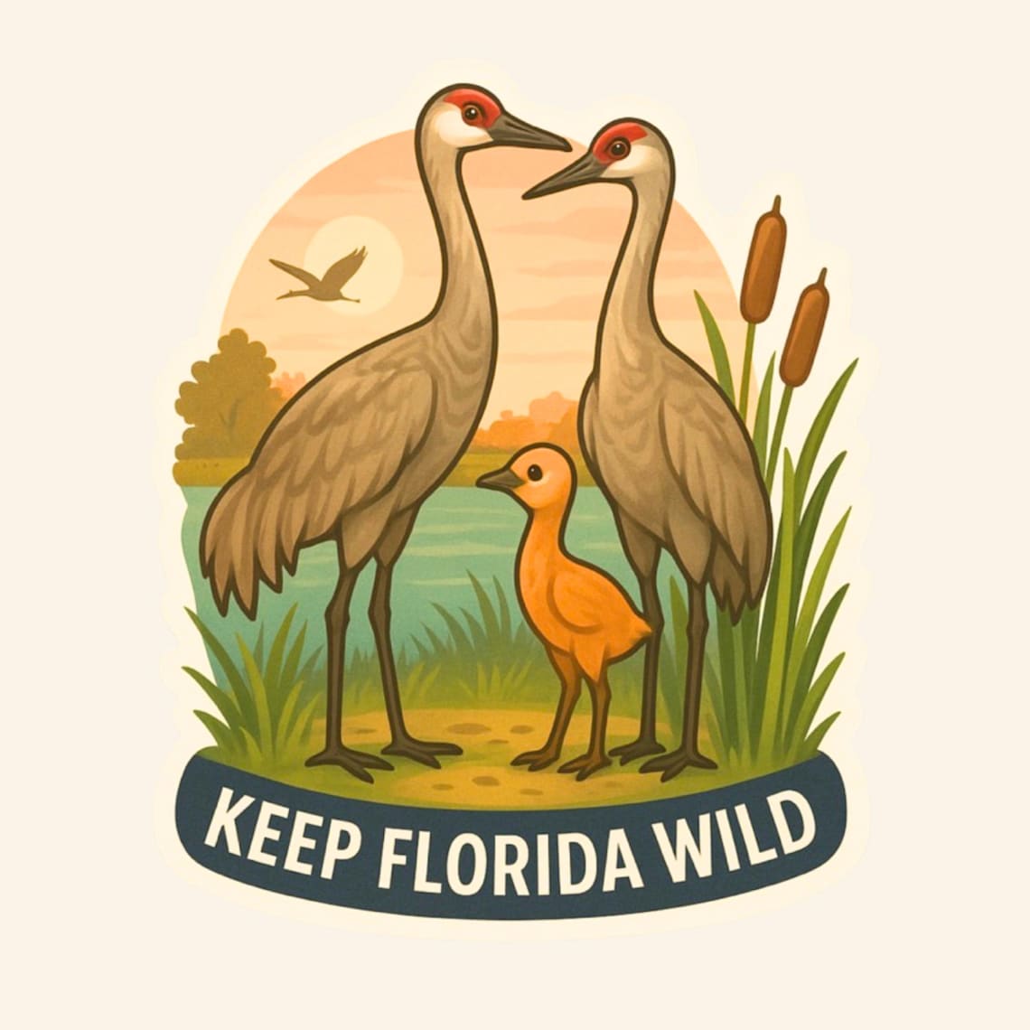 Sandhill Crane Family – Keep Florida Wild Sticker - Etsy