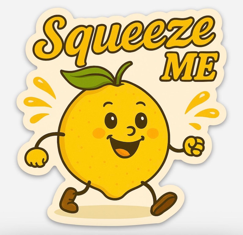 Retro Lemon Vinyl Sticker: Squeeze Me Funny Citrus Pun - Etsy