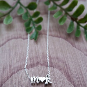 Customized Couples Necklace Script Cursive Initials Necklace | Etsy