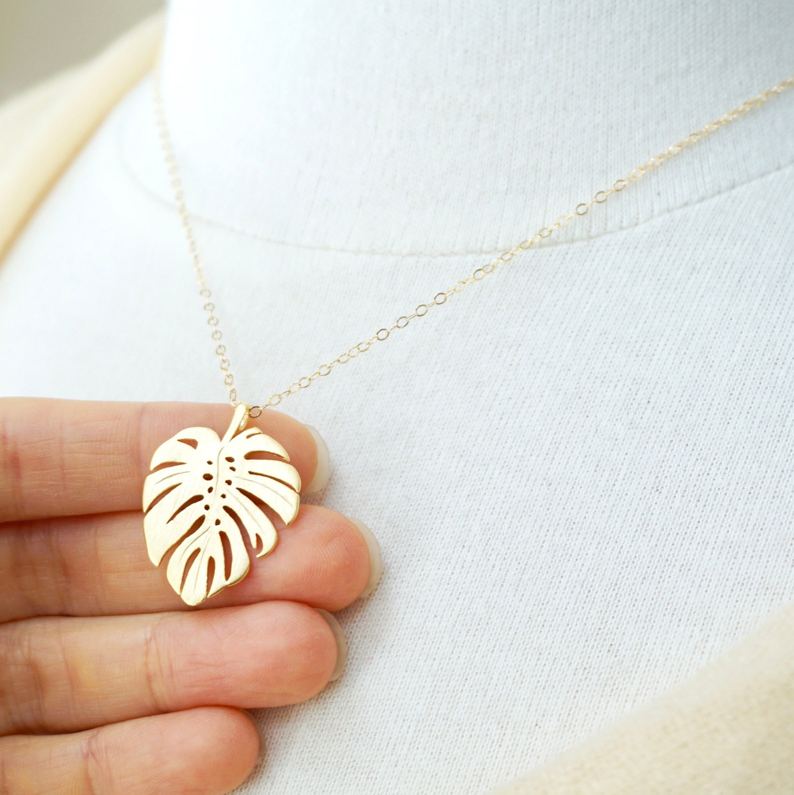 Monstera Necklace Monstera Pendant Necklace Monstera Leaf - Etsy