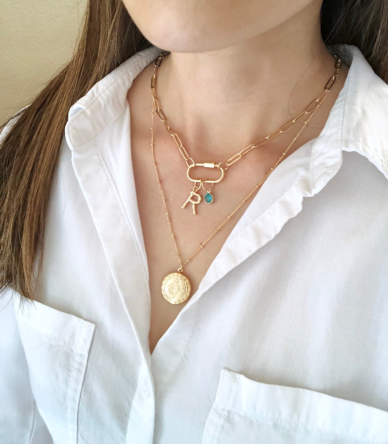 Round Locket Necklace Locket Pendant Necklace Gold Locket - Etsy