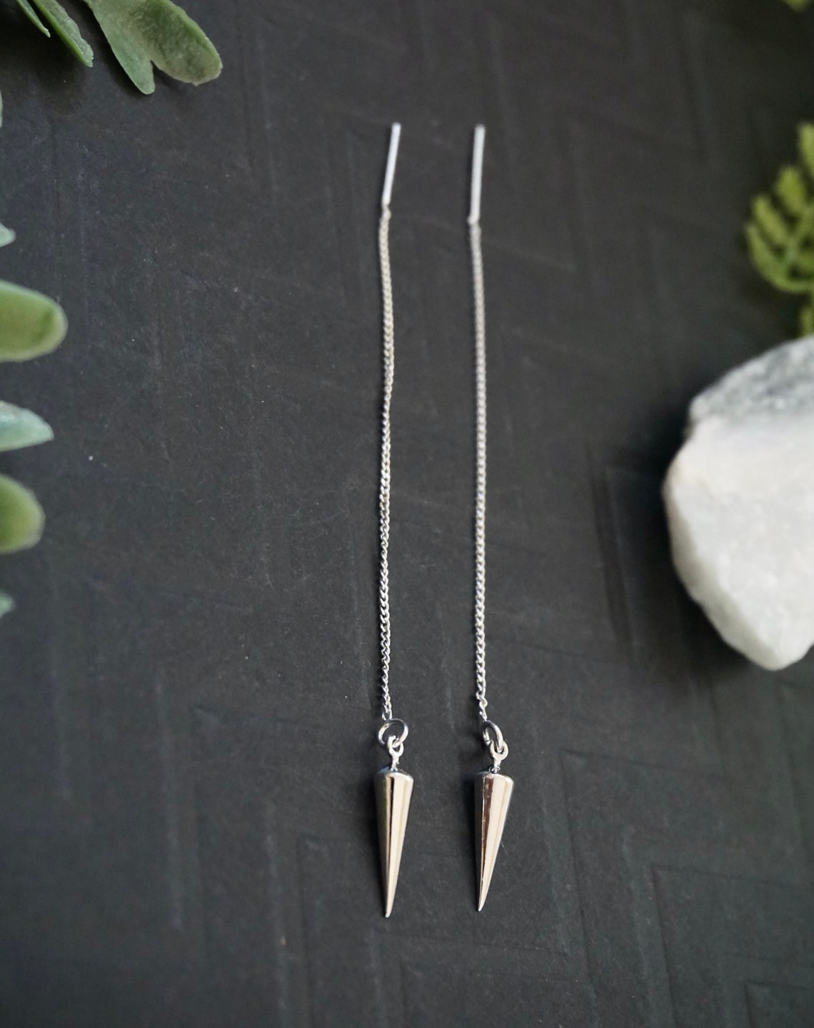 Silver Spike Earrings Spike Ear Threaders Sterling Silver - Etsy