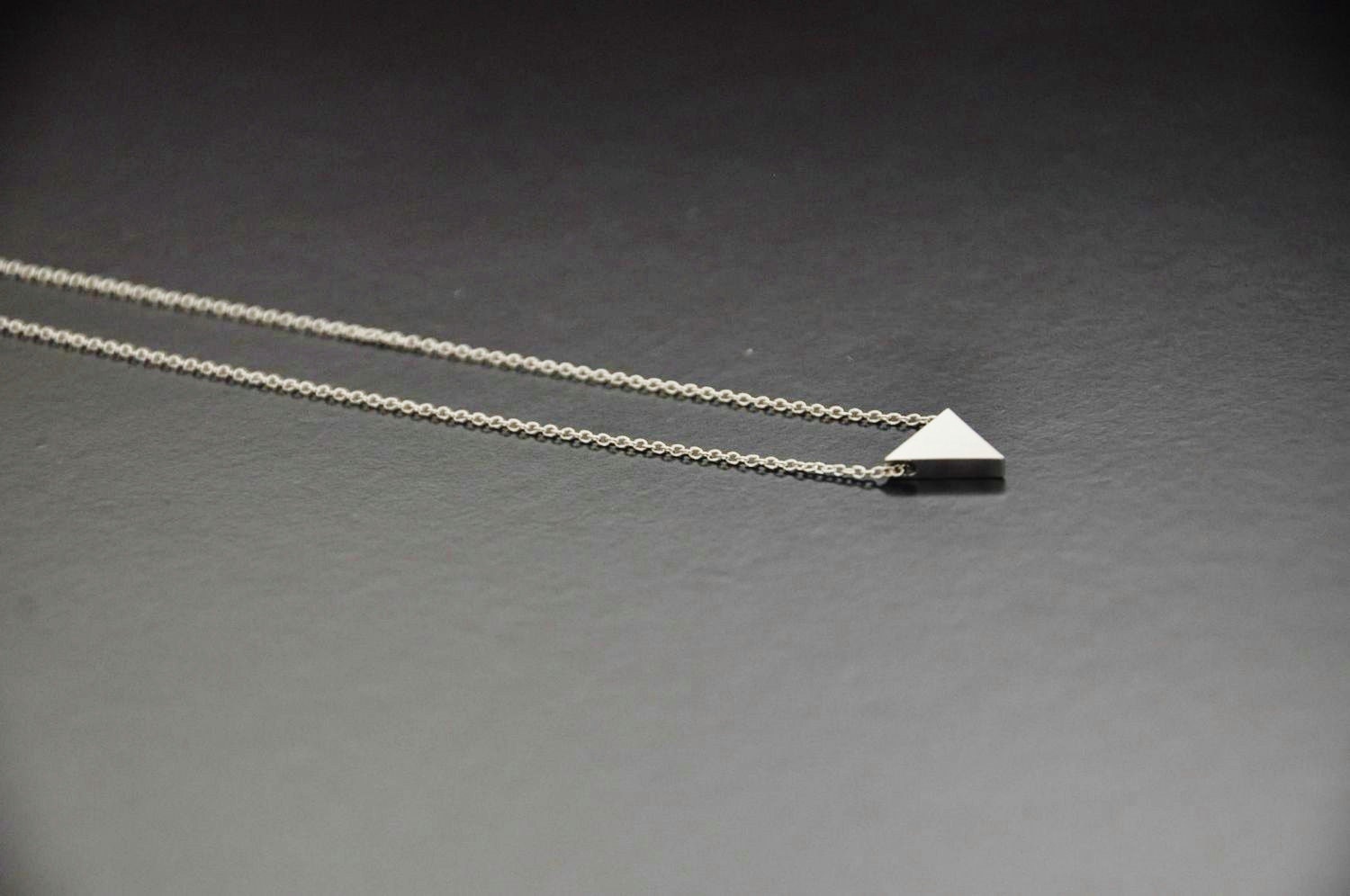 Silver Triangle Necklace Minimal Jewelry Dainty Necklace | Etsy