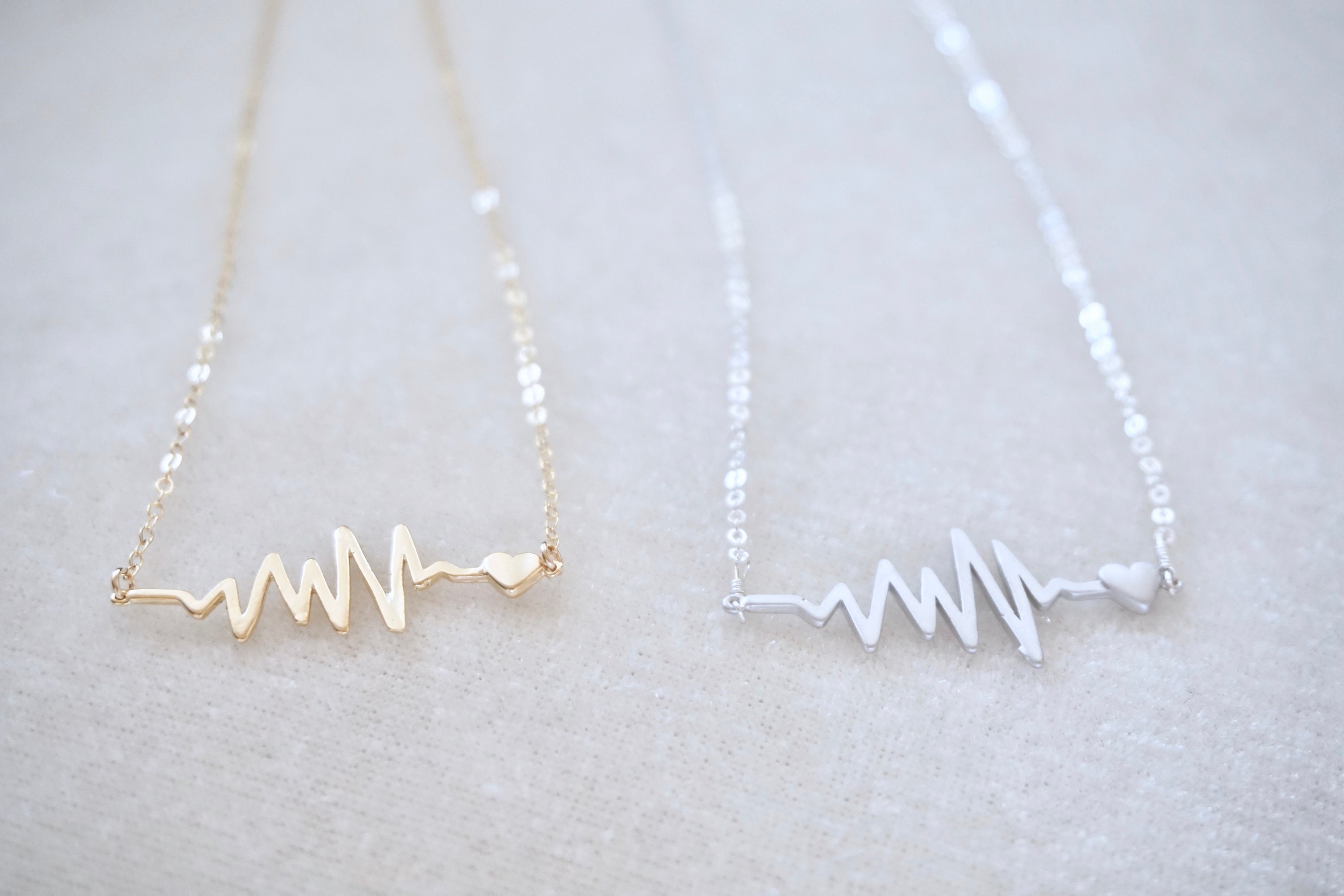 Gold Heartbeat Necklace Heart Beat Pendant Necklace Jewelry | Etsy