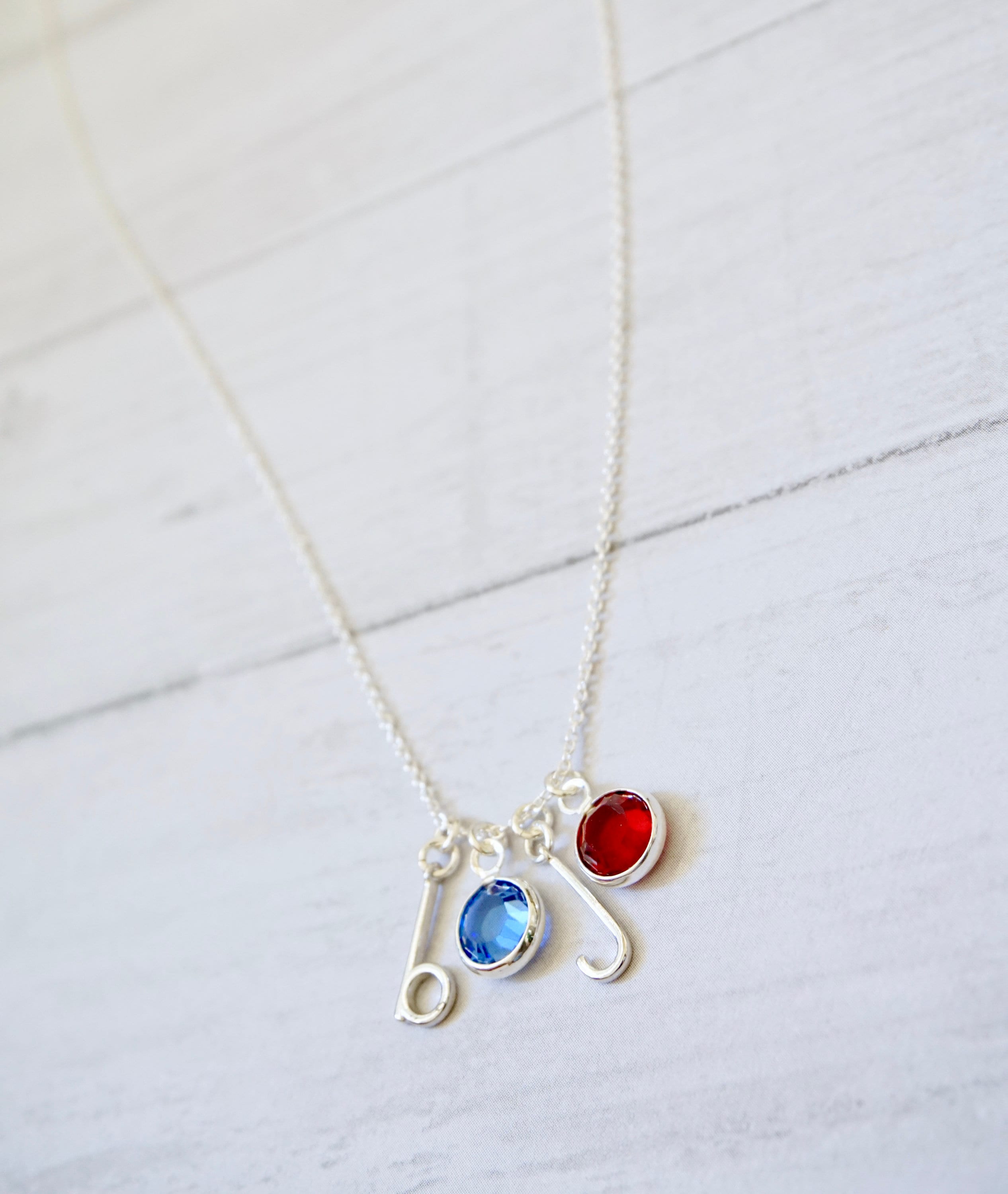 Silver Birthstone Initial Necklace Personalized Birthstone | Etsy