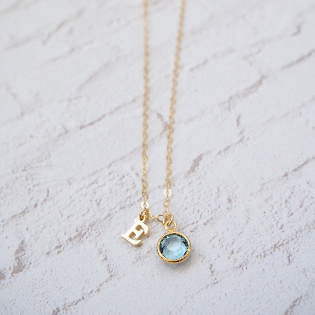 Birthstone Initial Necklace - Personalized Birthstone Necklace ...