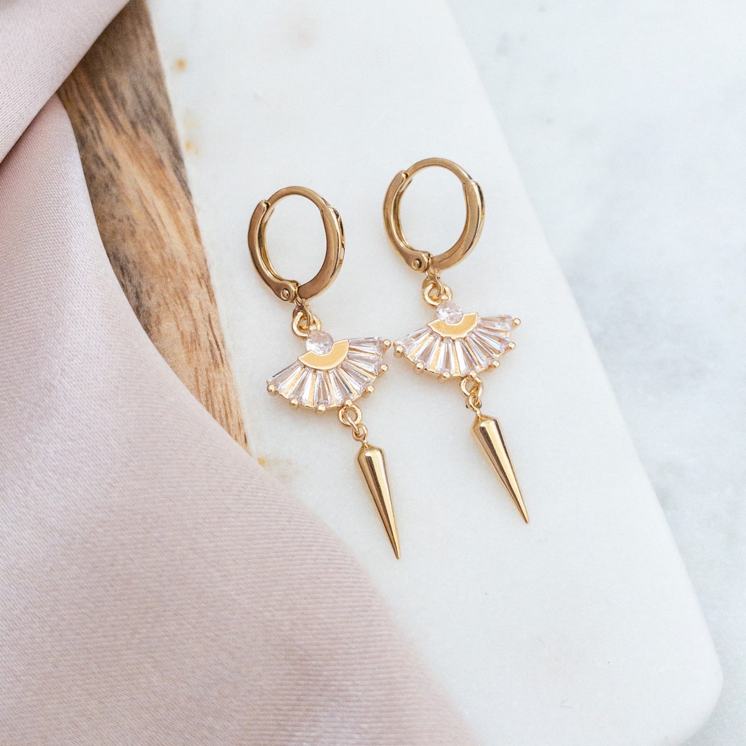 Small Spike Hoop Earrings, Tiny Spike Earrings, Gold Hoops, Spike ...