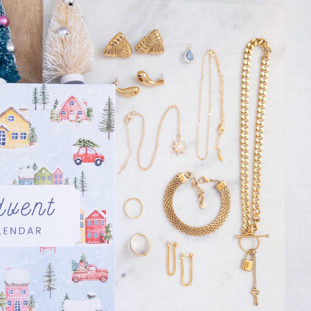 Jewelry Advent Calendar for Teen Girls and Women Gold 12 Day Christmas ...