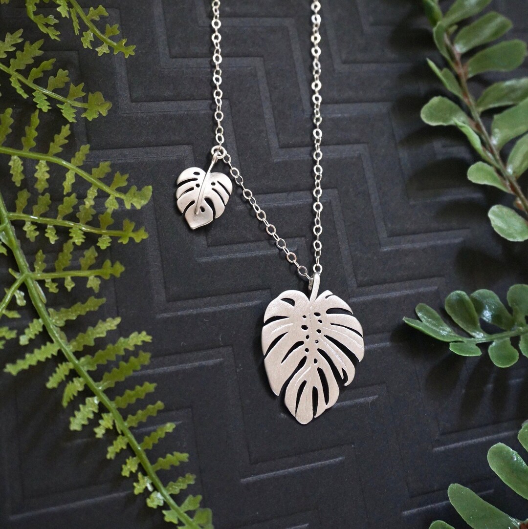 Monstera Leaf Necklace Silver Monstera Necklace Mommy and Me Style ...