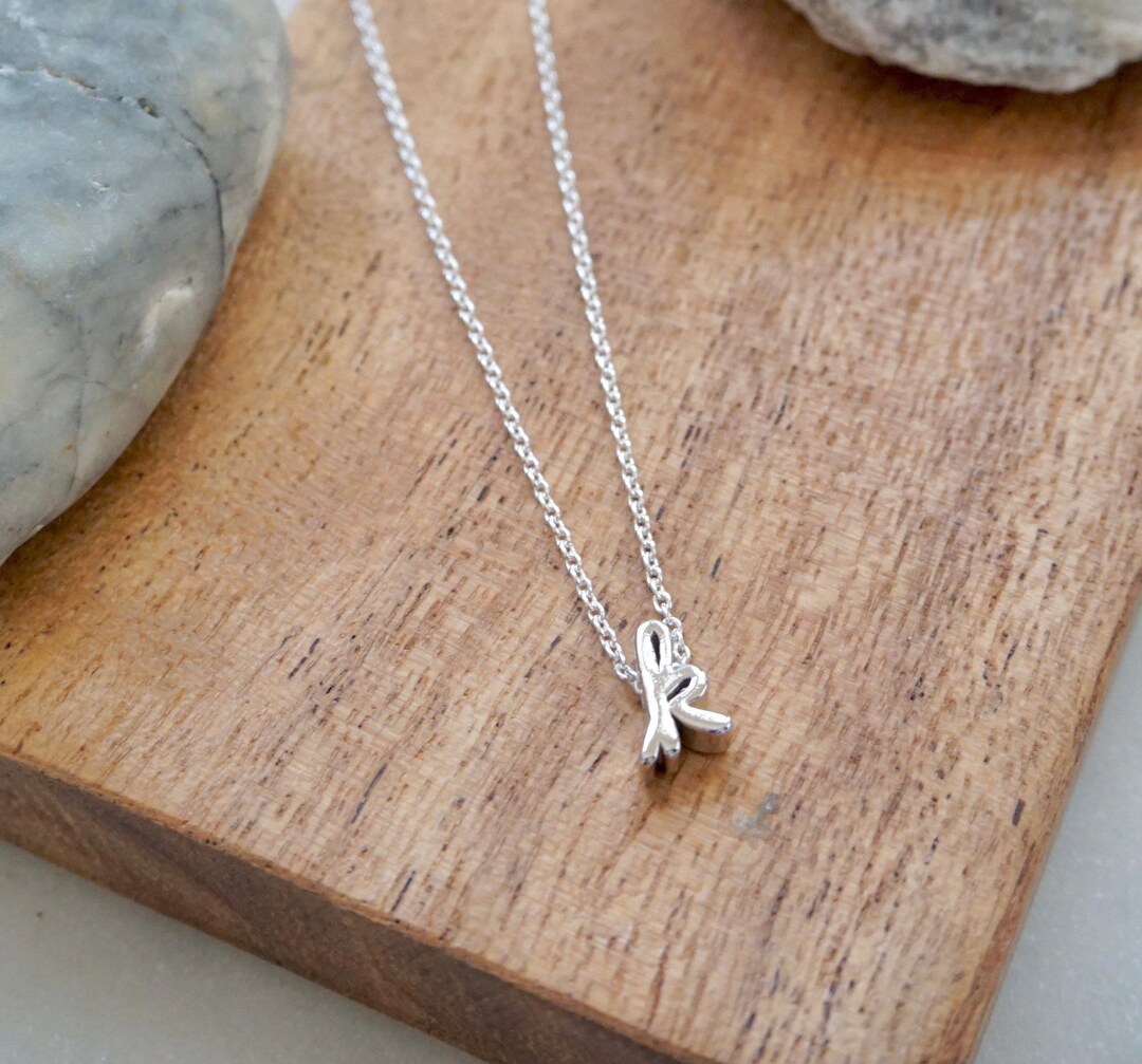 Sterling Silver Tiny Initial Necklace Cursive Lowercase Letter, Cursive ...