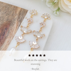 Retro Style Bridal Earrings Gold Art Deco Earrings Vintage Style ...