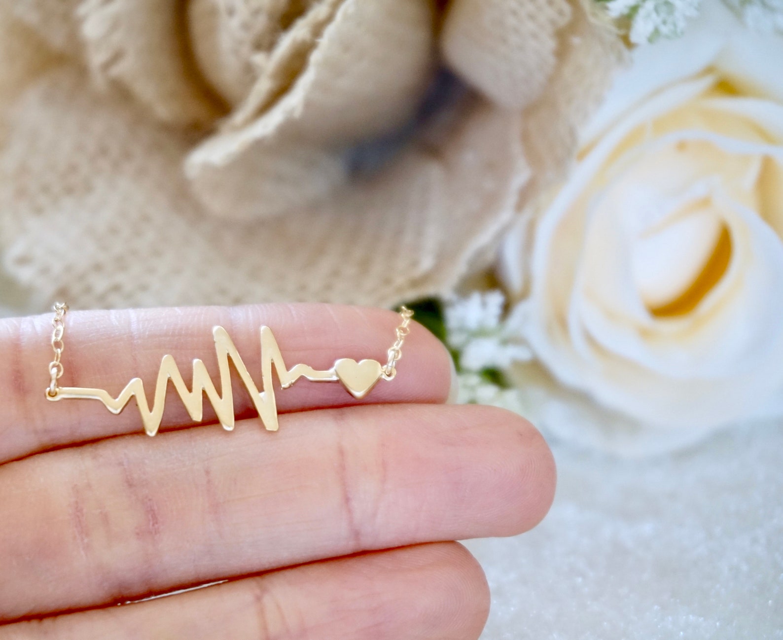 Gold Heartbeat Necklace Heart Beat Pendant Necklace Jewelry - Etsy