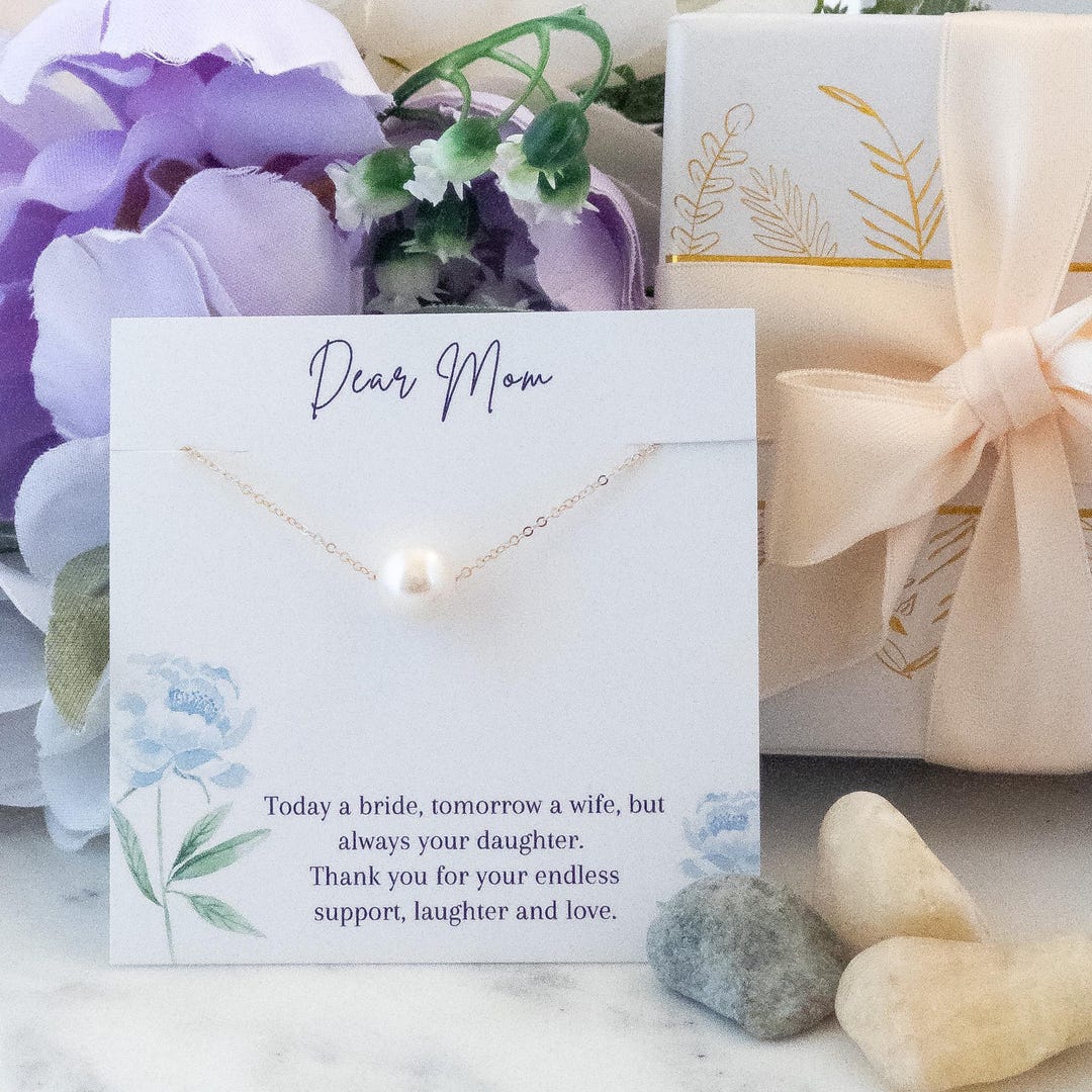 Mother of the Bride Necklace Dainty Pearl Necklace for Mom From Bride ...