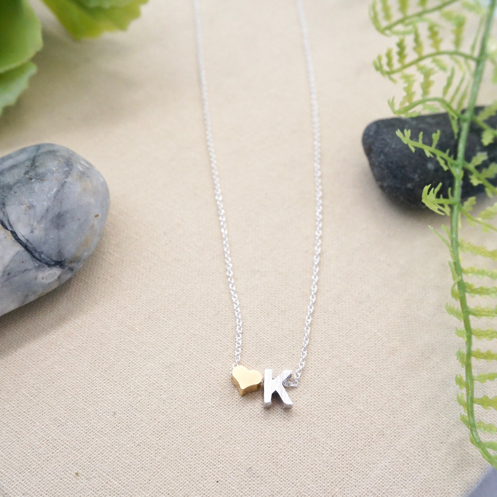 Silver Initial Necklace - Tiny Letter Necklace, Small Alphabet Charm ...