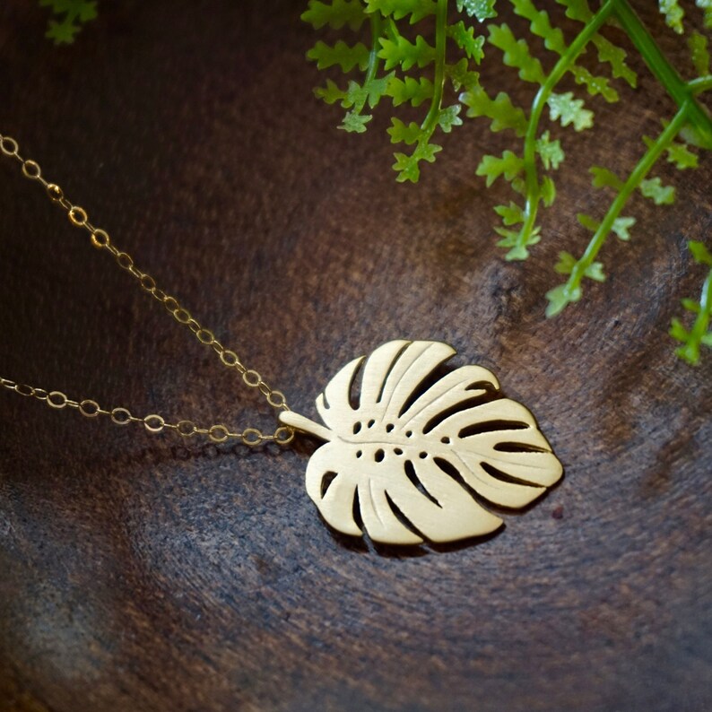 Monstera Necklace Monstera Pendant Necklace Monstera Leaf - Etsy