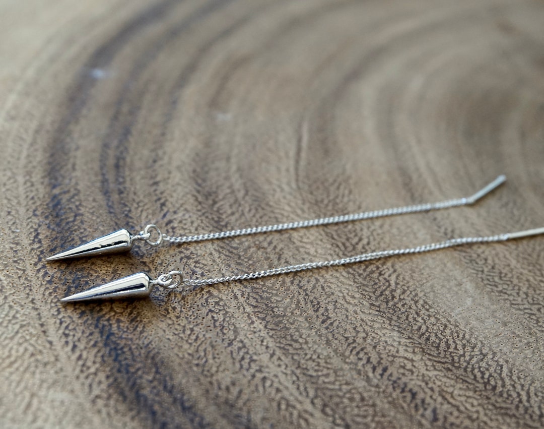 Silver Spike Earrings Spike Ear Threaders Sterling Silver - Etsy