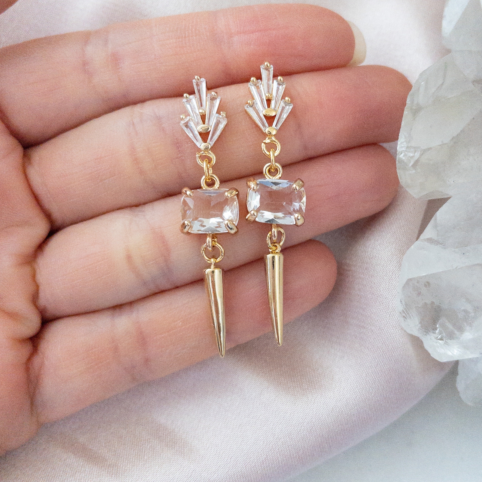 Gold Spike Earrings for Punk Rock Wedding Jewelry Edgy Spike Post ...