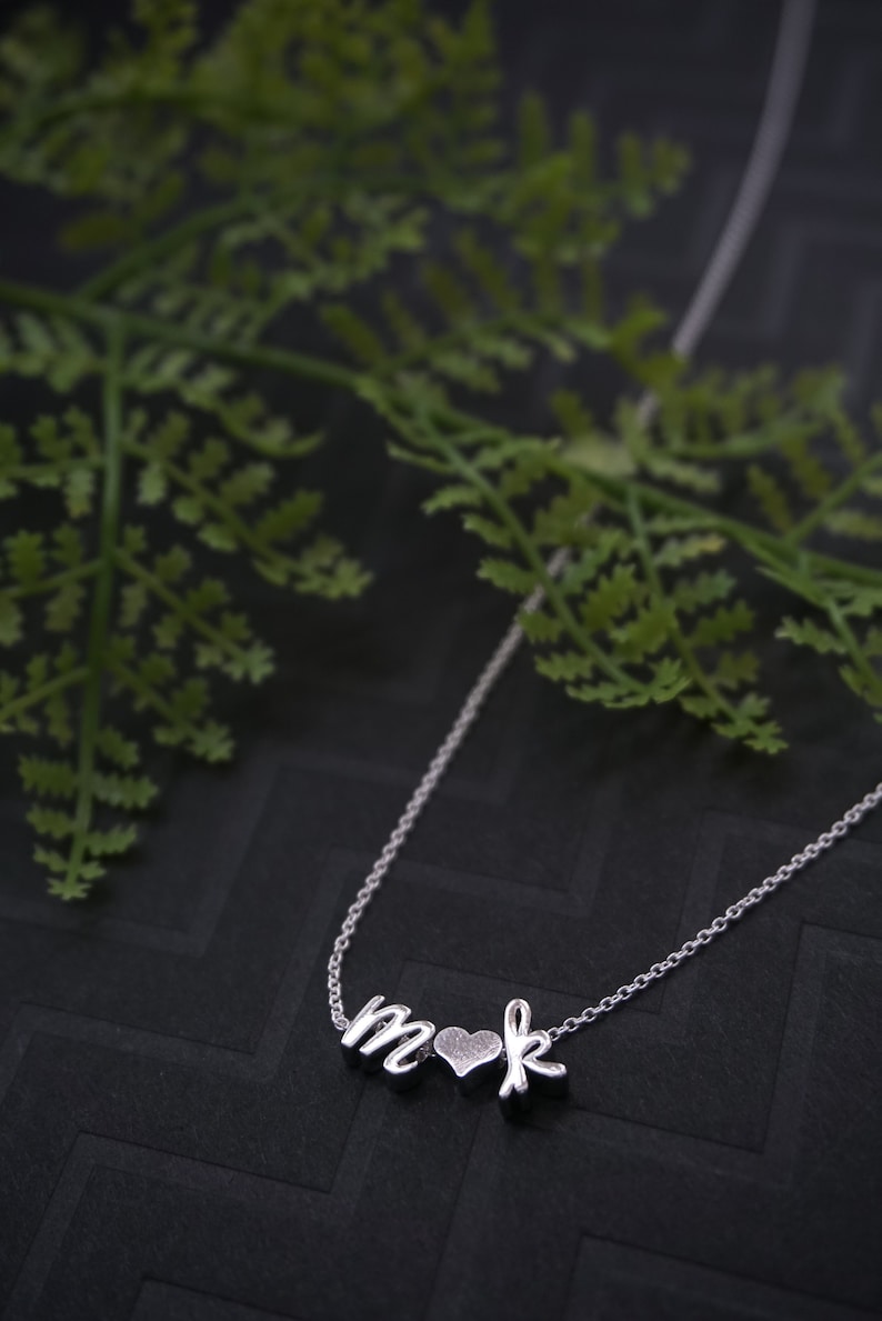 Customized Couples Necklace Script Cursive Initials Necklace | Etsy