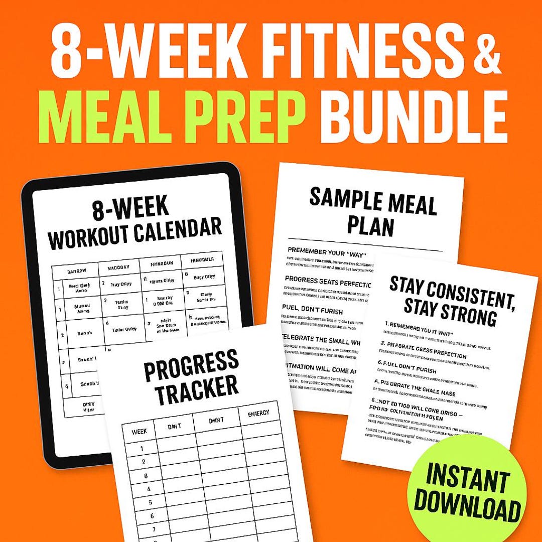 8-week Workout Plan & Meal Prep Bundle | Printable Fitness Planner ...