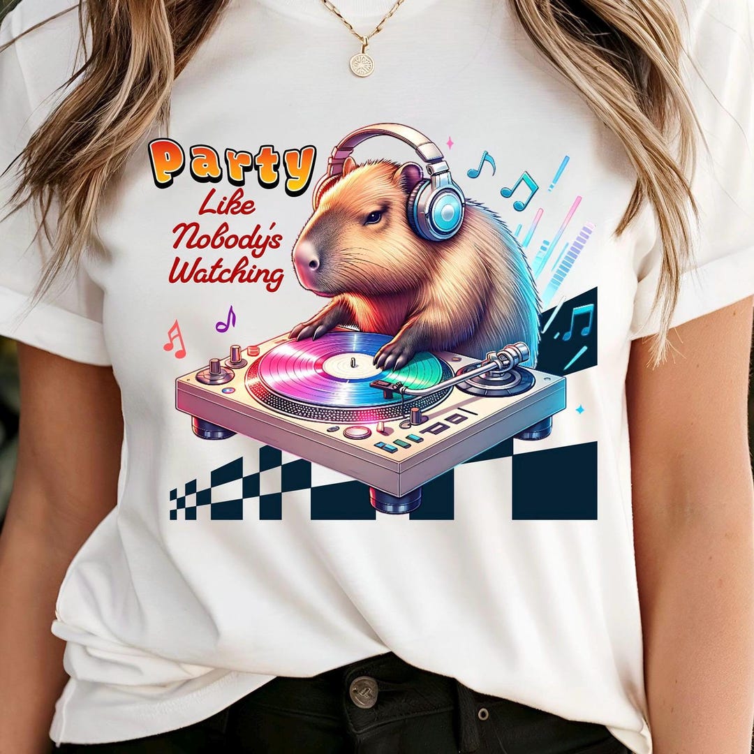 Capybara Disco Party PNG: Kawaii Capybara DJ, Animal Design, Music ...