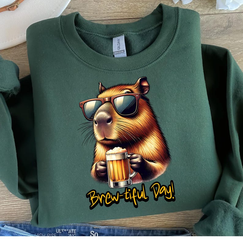 Funny Capybara Drinking Beer PNG: Brew Pun, Kawaii Capybara, Quirky ...