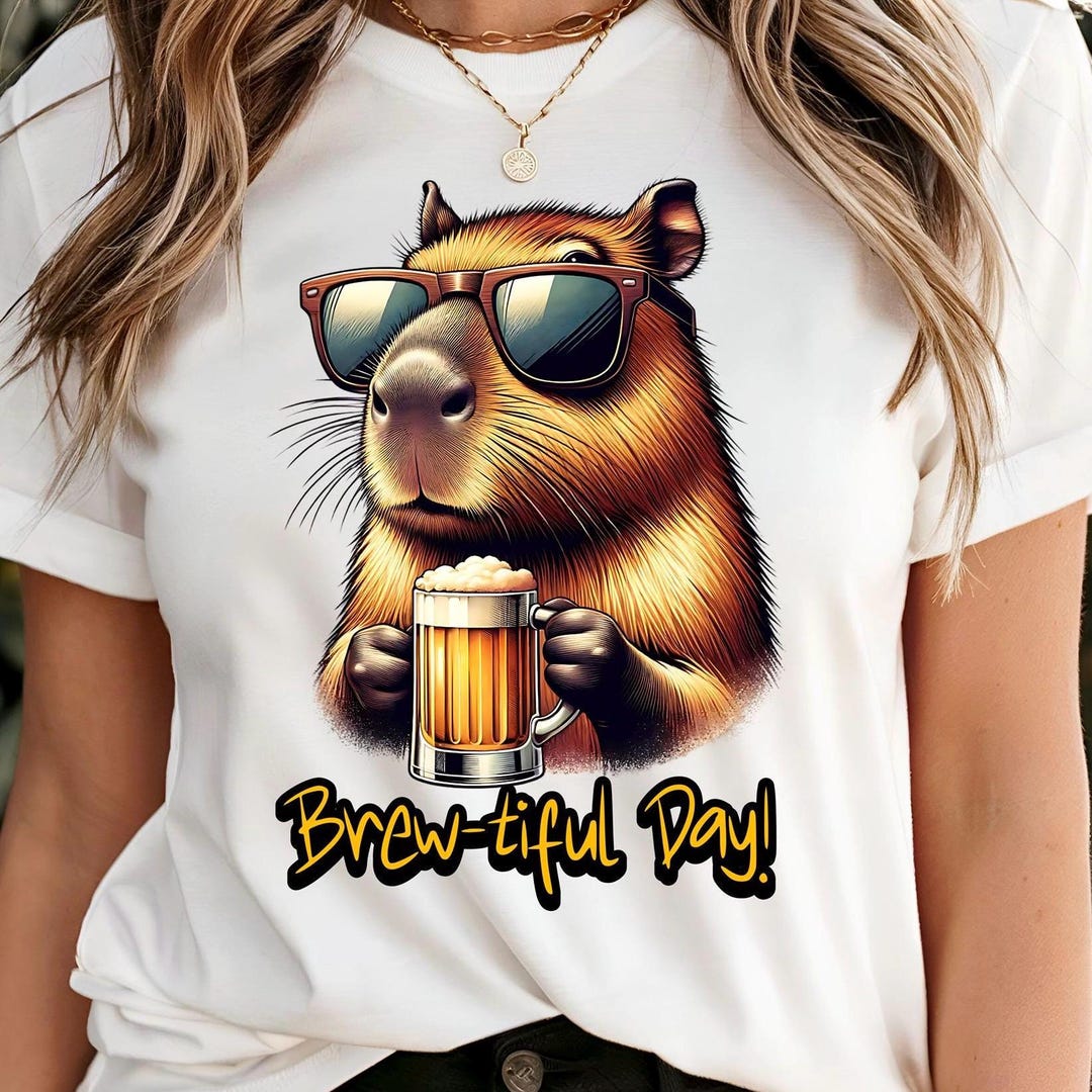 Funny Capybara Drinking Beer PNG: Brew Pun, Kawaii Capybara, Quirky ...