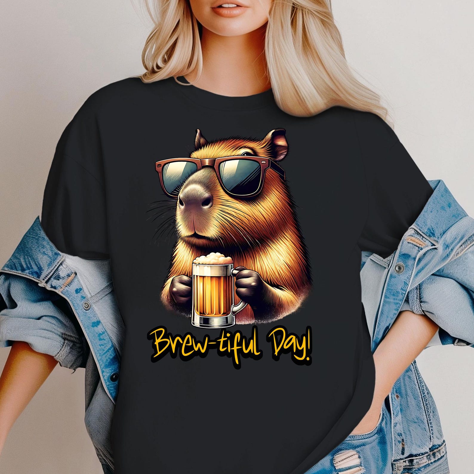 Funny Capybara Drinking Beer PNG: Brew Pun, Kawaii Capybara, Quirky ...