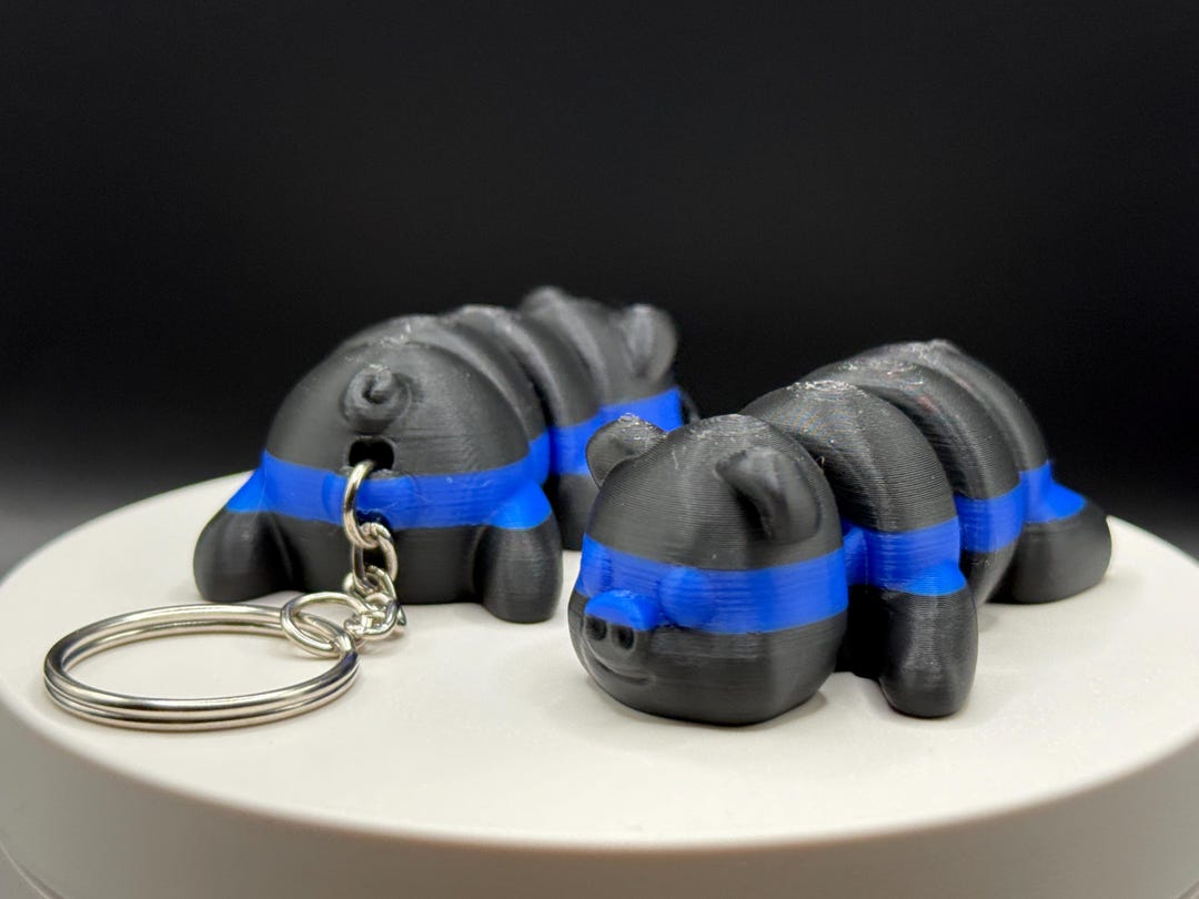 Thin Blue Line Pig Keychain – 3D Printed Police Gift, Law Enforcement ...