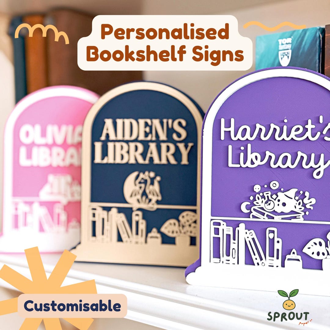 Personalized Library Sign | Custom Book Nook Decor - Etsy