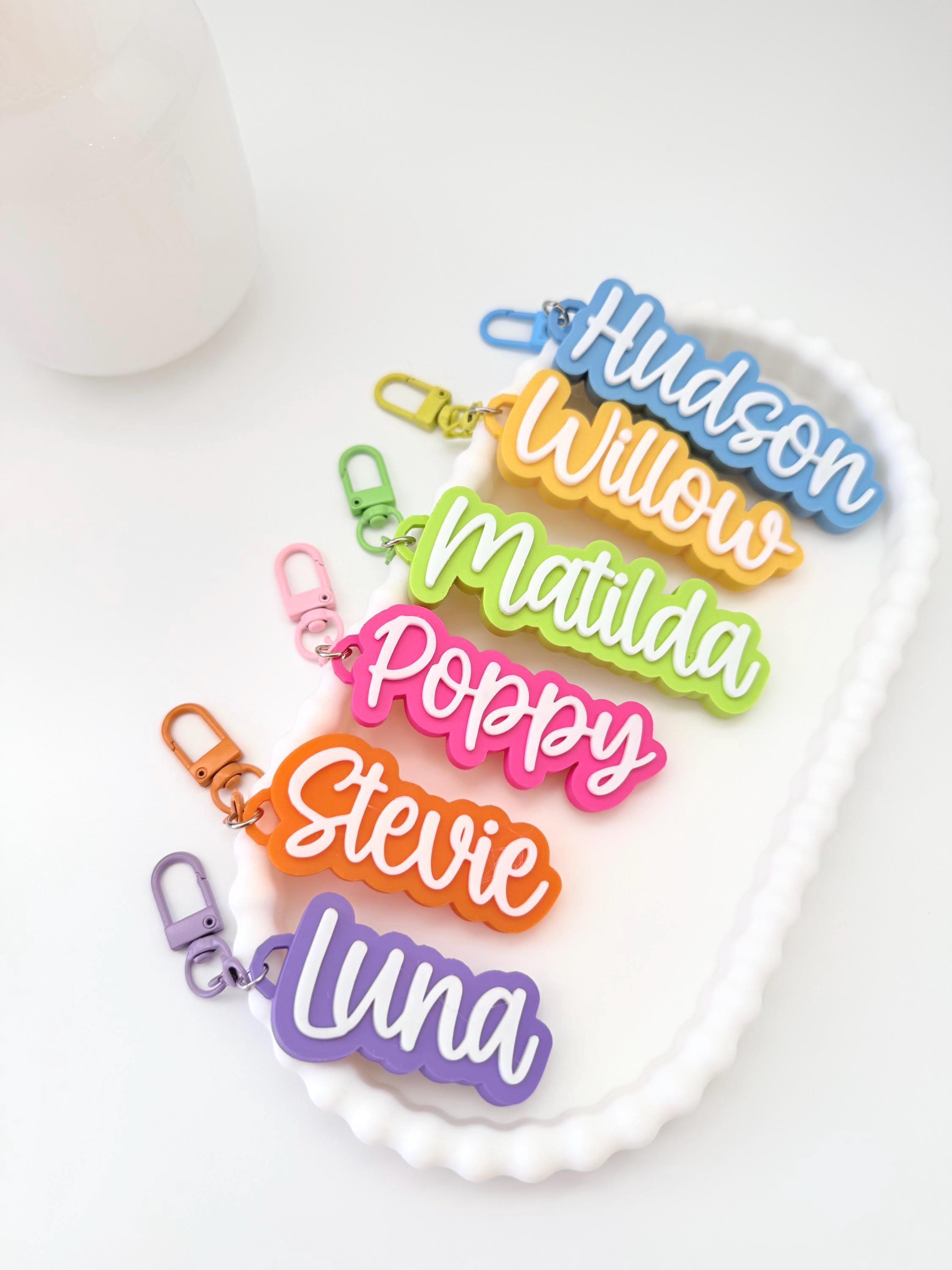 Custom Name Keychain | Personalized Bag Tag, Plastic Keyring - Etsy