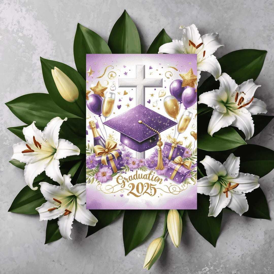 Graduation 2025 Digital Greeting Card With Cross | Instant Download ...