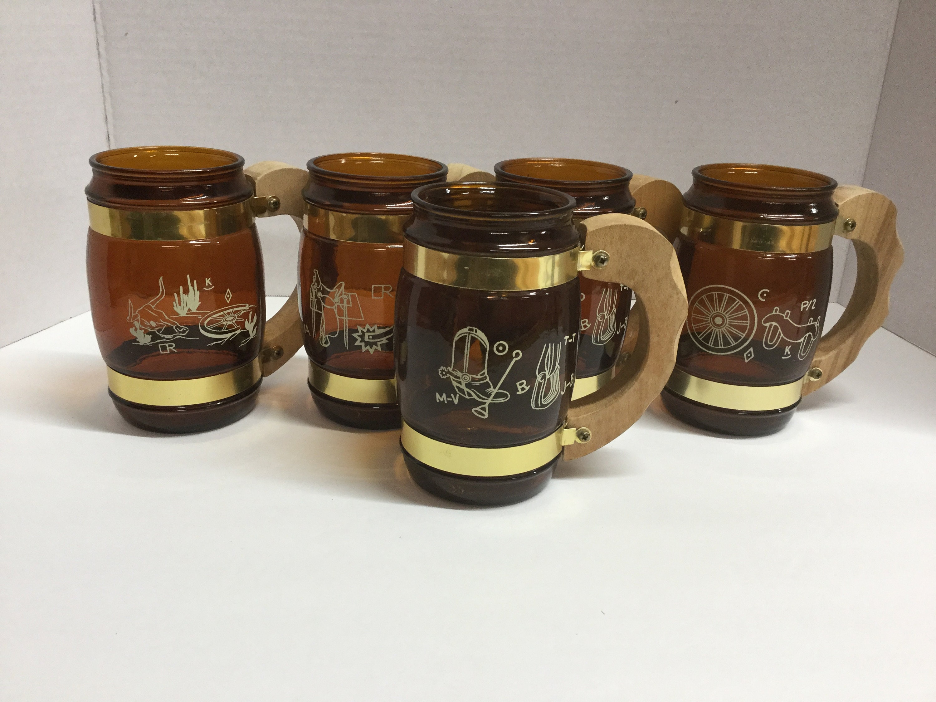 Set of 5 Siesta Ware Western Theme Mug Glasses Barware Drink & Barware ...