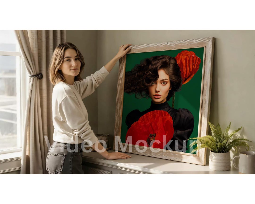 Animated Wall Art Mockup: Vertical Frame, Living Room Interior (video ...