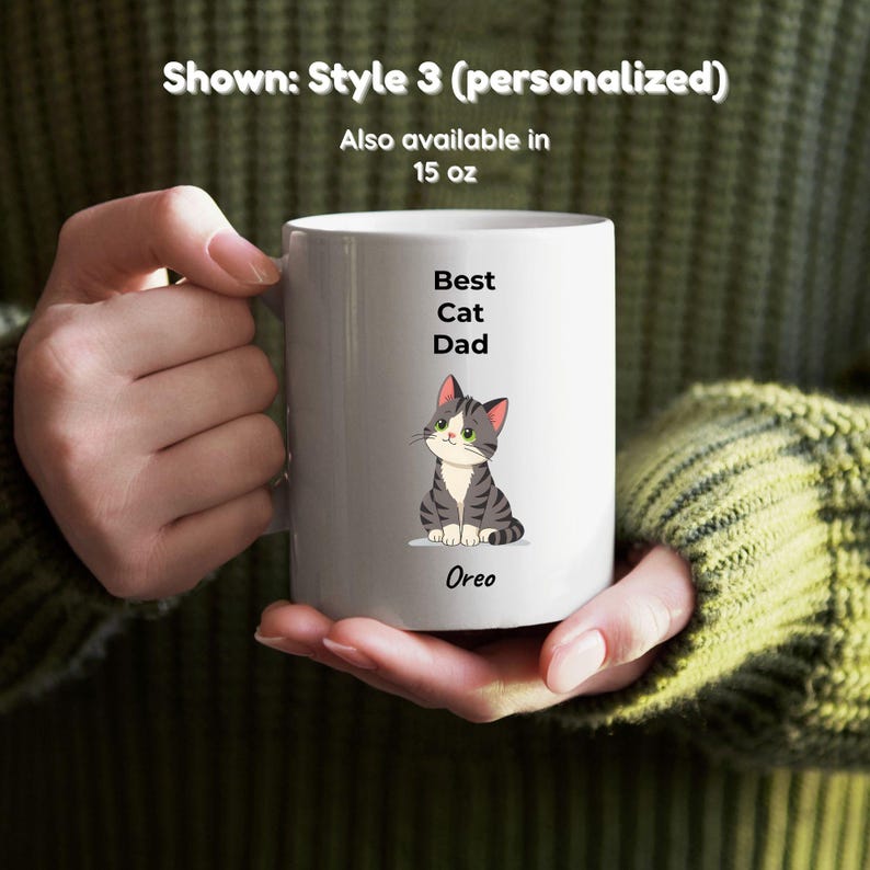 Custom Cat Dad Mug: Personalized Coffee Cup, up to 3 Cats - Etsy