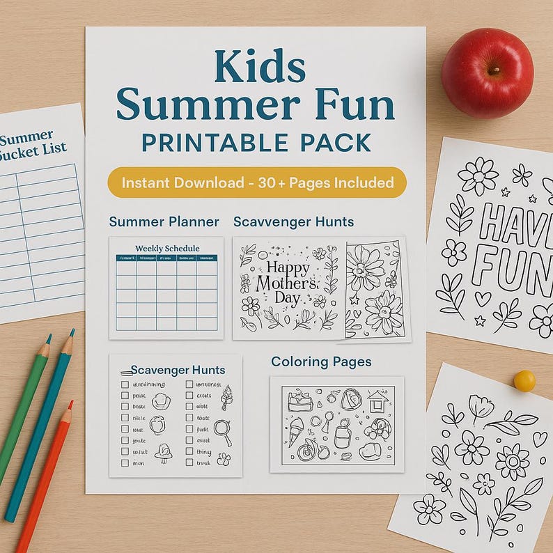 Kids Summer Printable Pack – Activity Planner, Scavenger Hunts ...