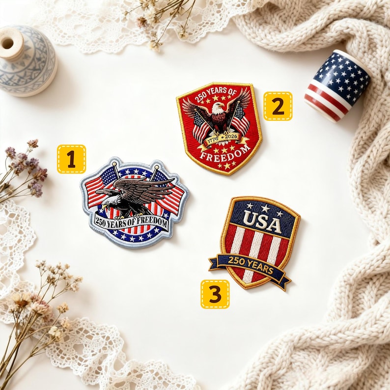 USA 250th Anniversary Embroidered Patch, 1776–2026 USA Eagle Patch ...