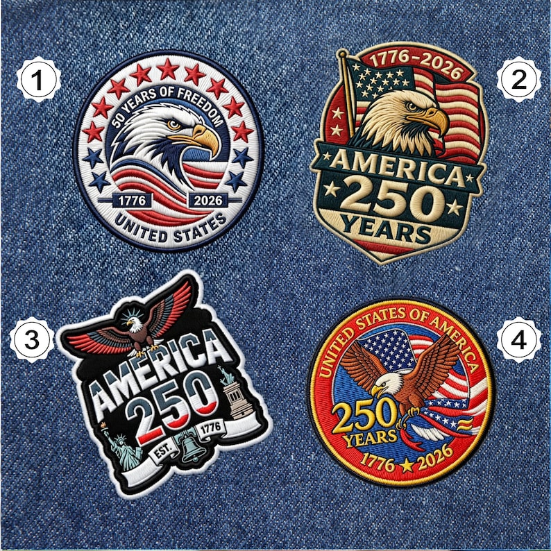 USA 250th Anniversary Embroidered Patch, 1776–2026 USA Eagle Patch ...