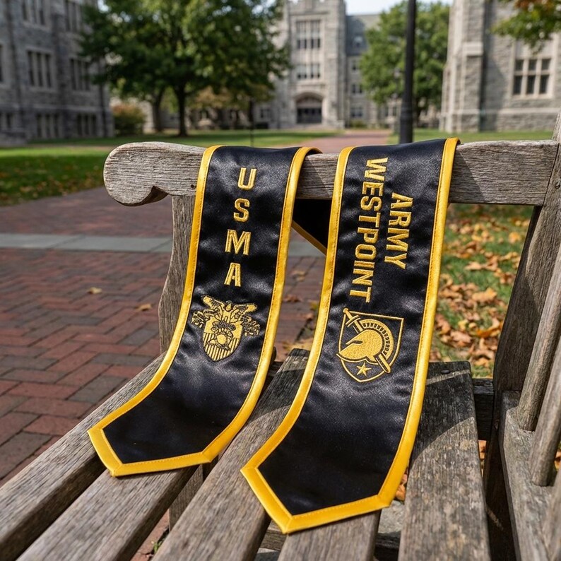 Custom Embroidery Graduation Stole, Naval Academy Graduation Stole ...