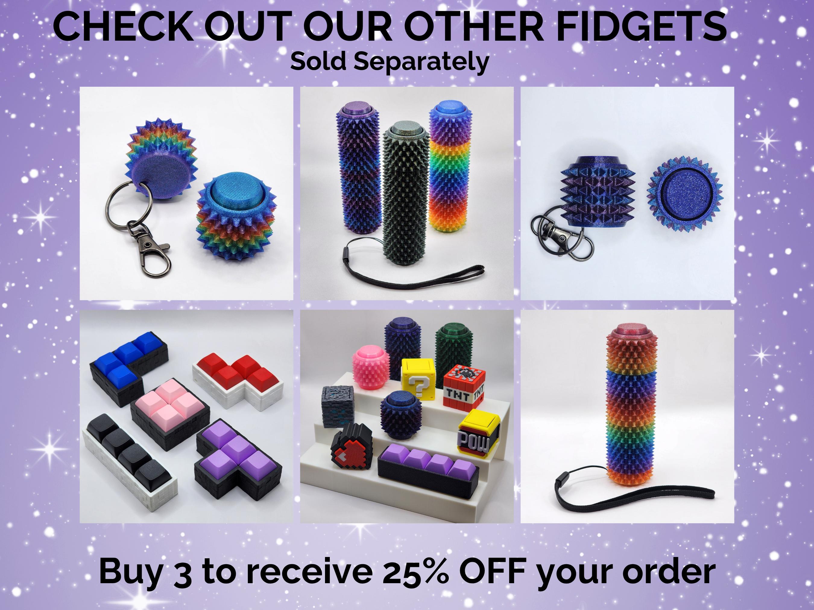 Pain Stim Spiky Fidget Clicker Keychain, Textured Sensory Stim Toy ...
