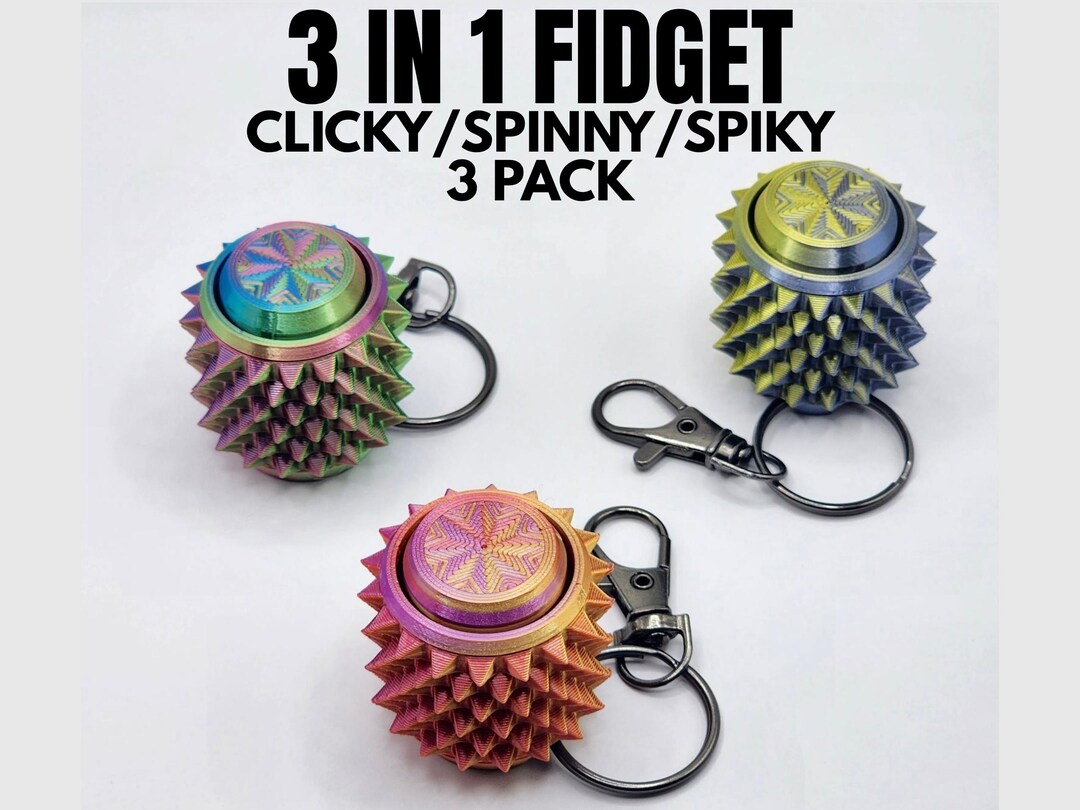 Pain Stim Spiky Fidget Clicker Keychain, Textured Sensory Stim Toy ...