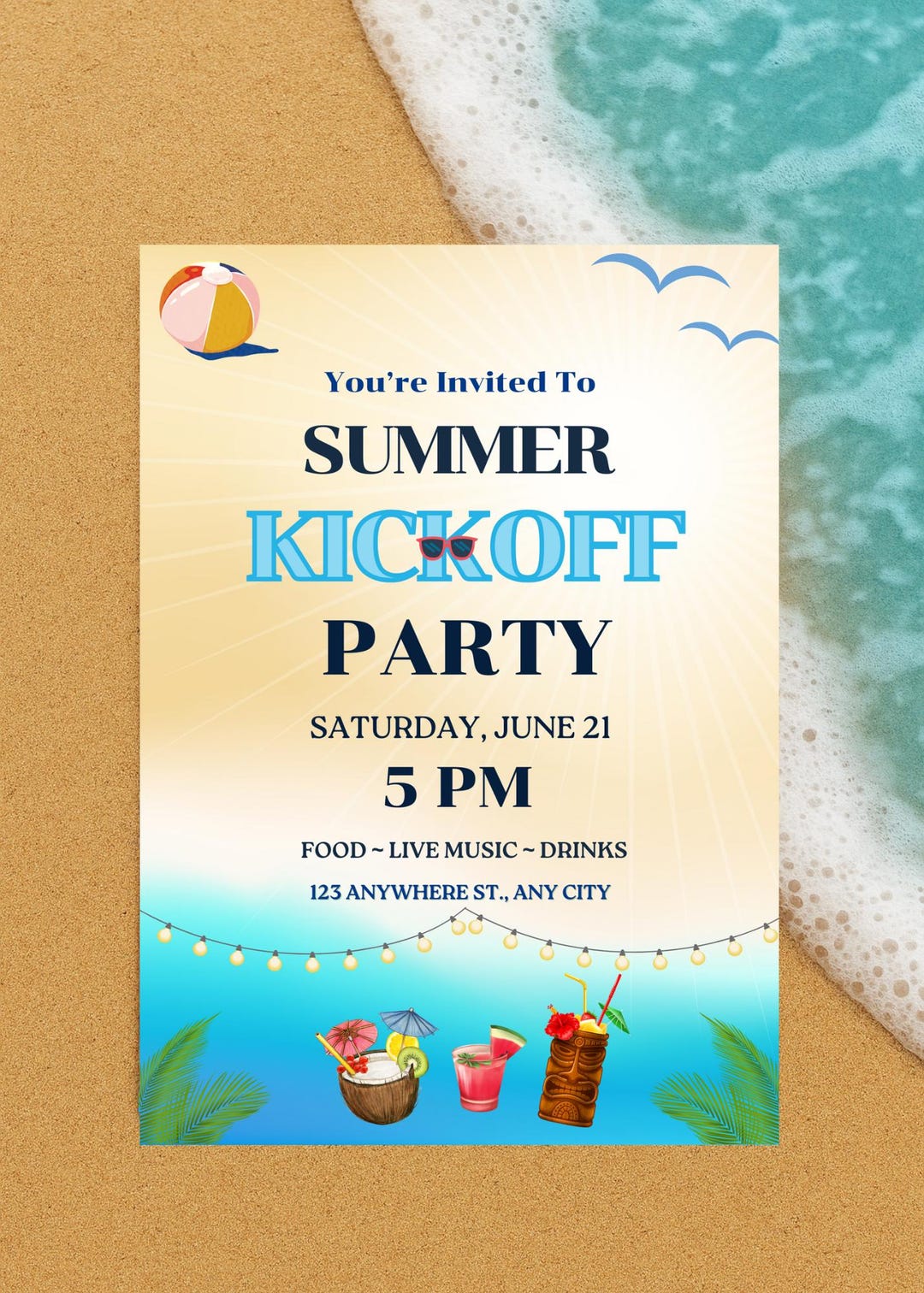 Summer Kickoff Digital Invitation Template - Etsy