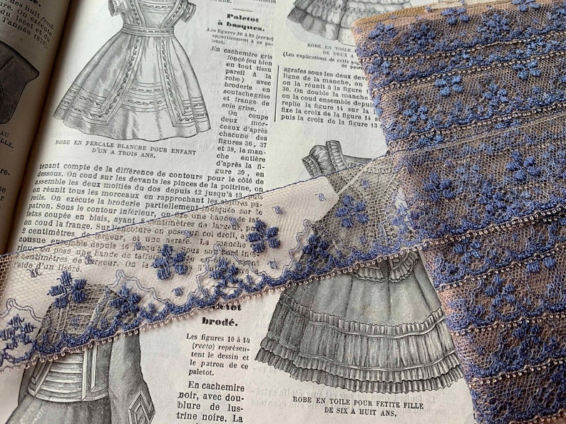 By the Yard Antique French Embroidered Net (ref: A-5517/22/1 Box 6) - Etsy